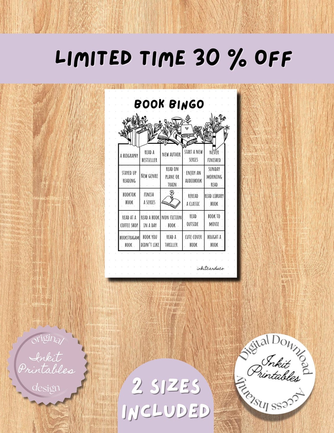 Book Bingo, Printable Planner Page, Bookish Bingo, Book Journal, Book ...