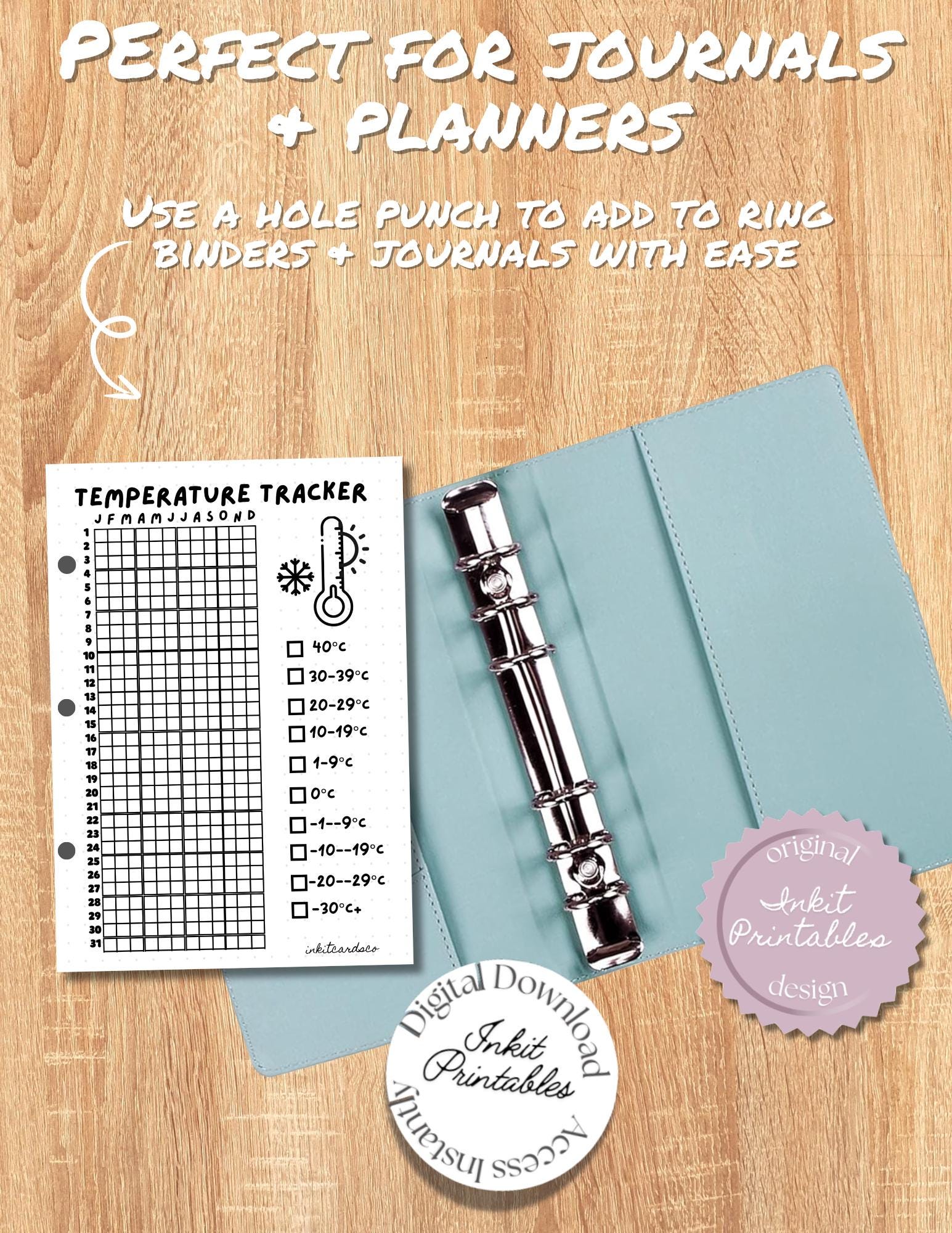 Temperature Tracker, Weather Tracker, Printable BUJO Template, BUJO ...