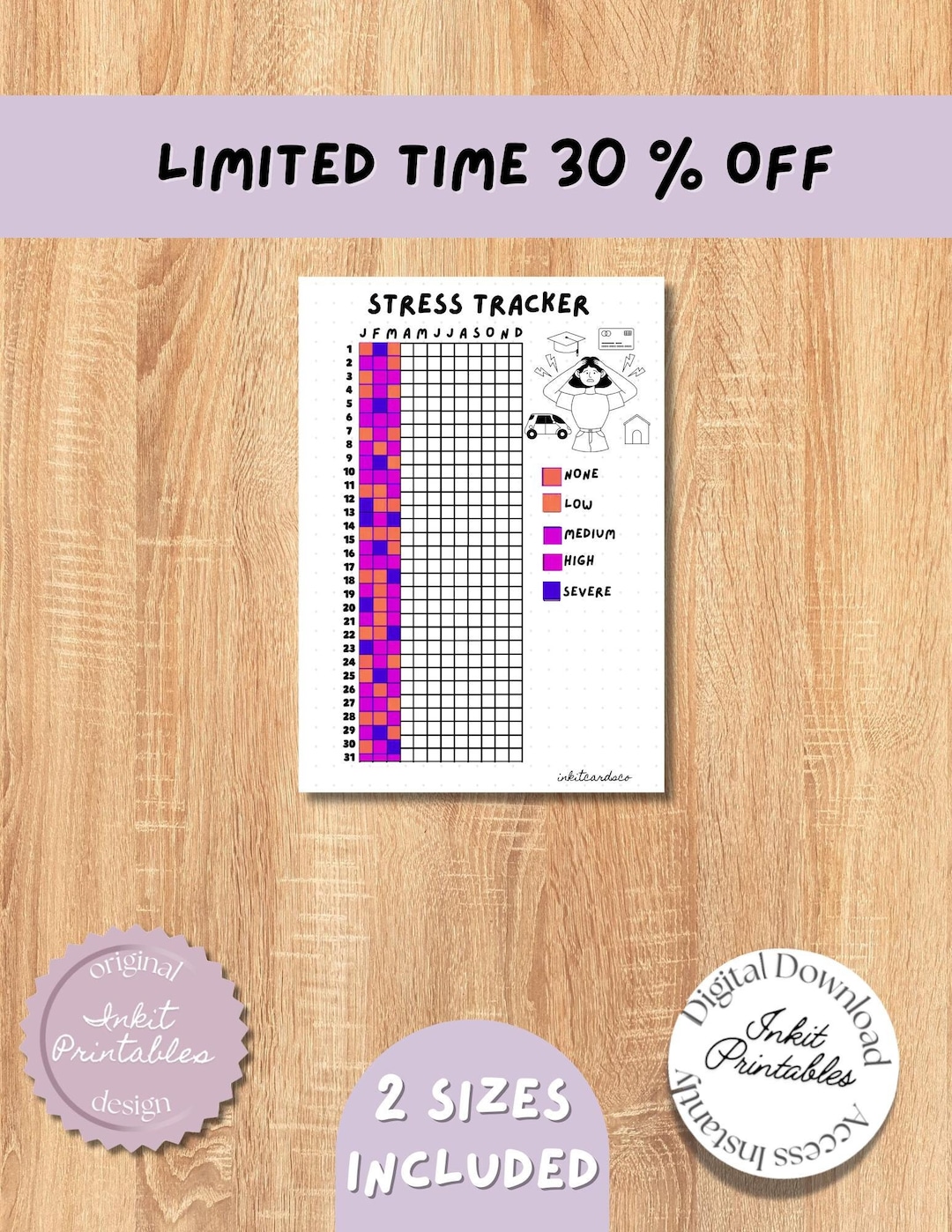 Stress Tracker, Emotions Tracker Page, Printable Tracker, Bullet ...