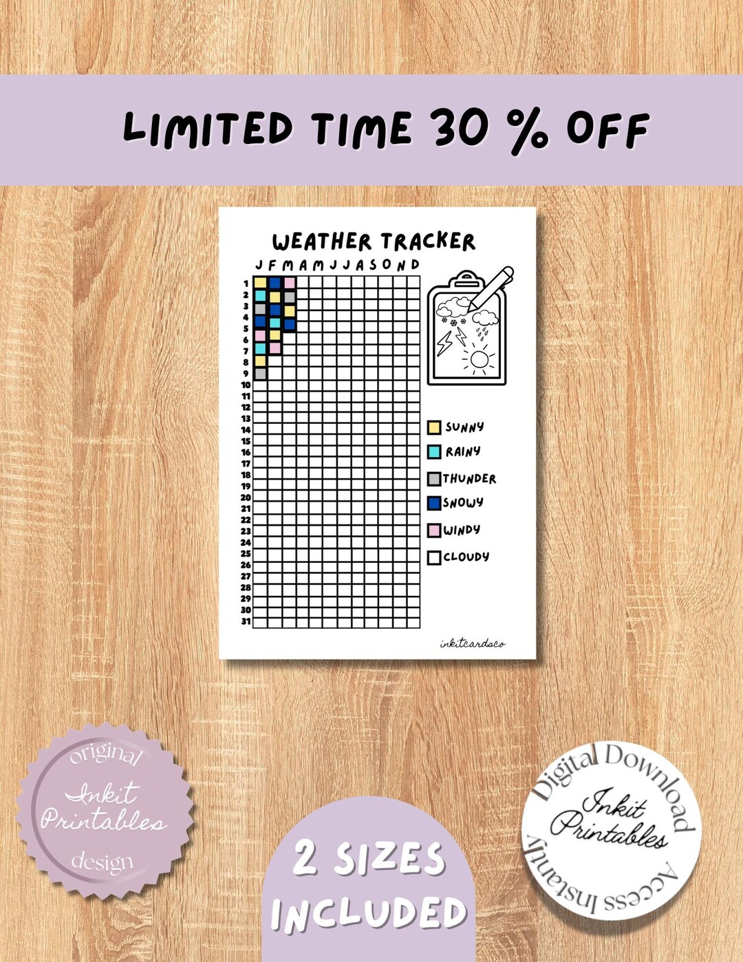 Weather Tracker, Printable Journal Page, Planner Page, BUJO Page ...