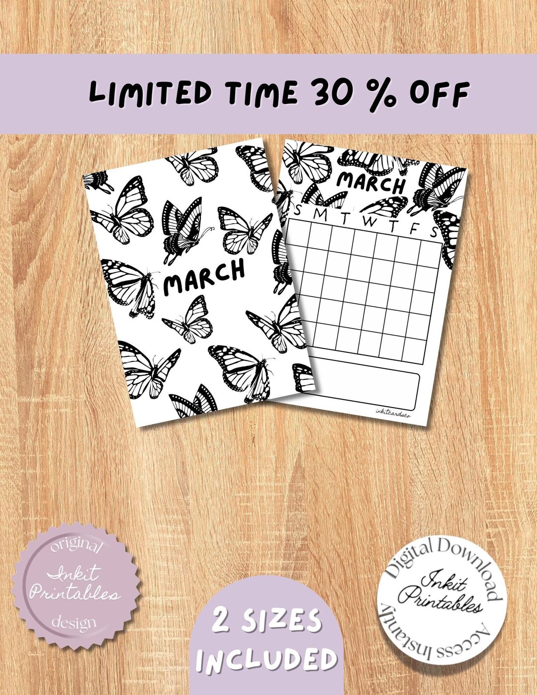 Monthly Tracker Page & Matching Calendar, March BUJO Cover Page, BUJO ...