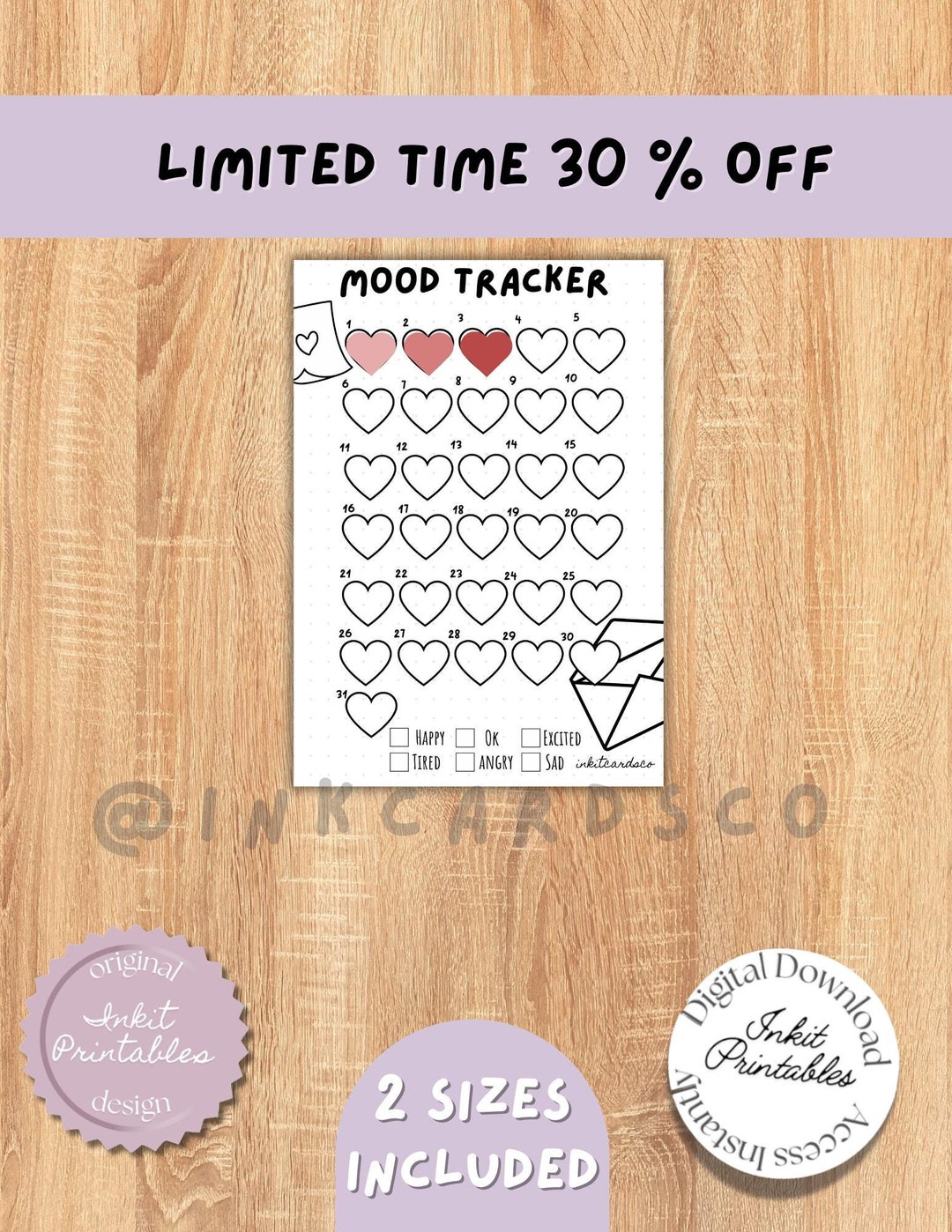 Mood Tracker, Printable Mood Tracker, Valentine's Day Mood Tracker ...