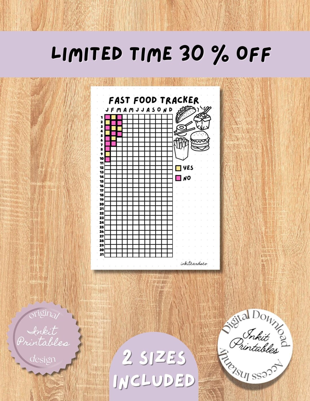 Fast Food Tracker, Printable Journal Page, Fitness Tracker, Weight ...