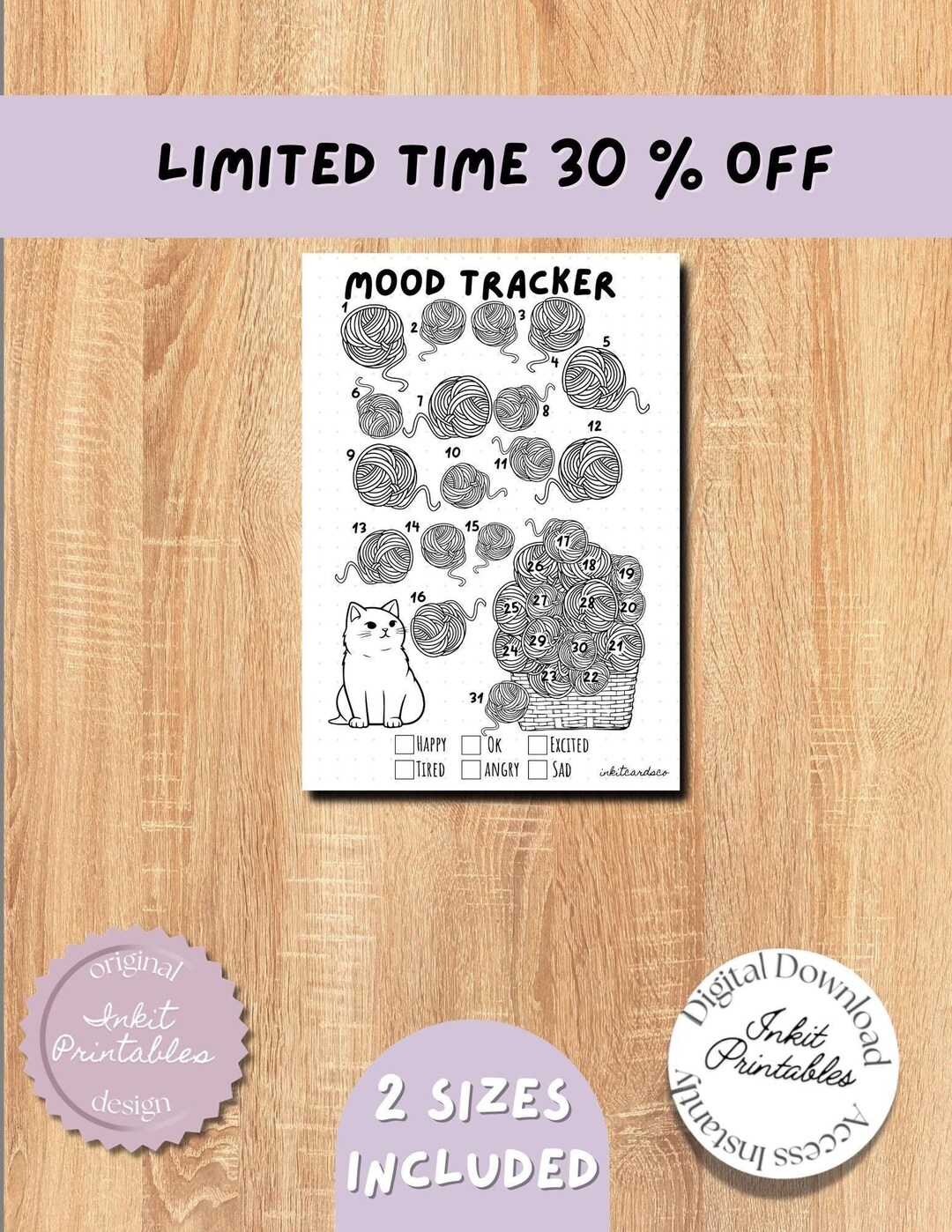 Cat Mood Tracker, Mood Tracker Page, Printable Mood Tracker, Bullet ...