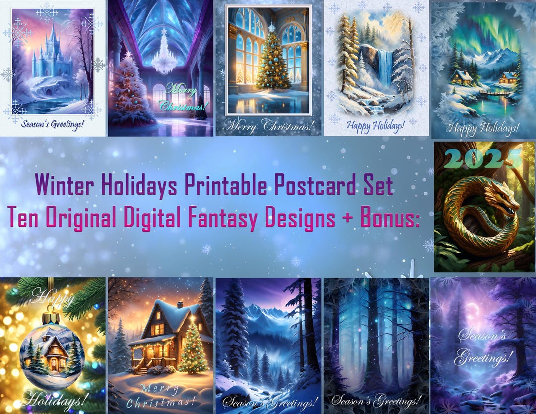 Winter Wonderland - Fantasy Styled Holiday Printable Postcards ...
