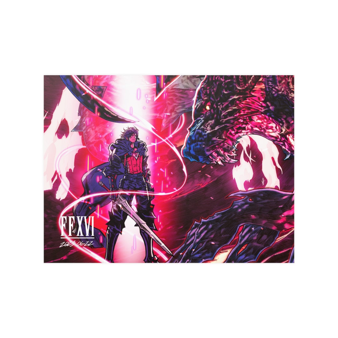 FF16 Clive & Ifrit Art Poster | Final Fantasy 16 | FF16 Clive Art Print ...