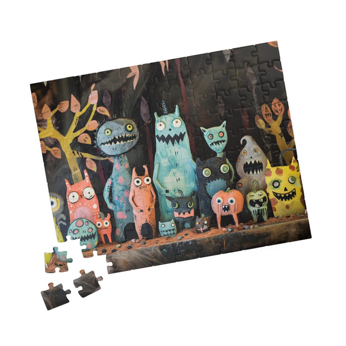 Puzzle, Halloween Puzzle, Monster Jigsaw Puzzle, Quirky Monster Gift ...