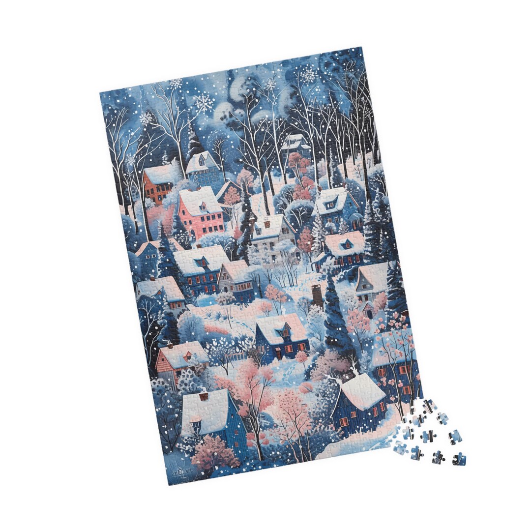 Puzzle, Winter Village Jigsaw Puzzle, Winter Puzzle, Jigsaw Puzzle Gift ...