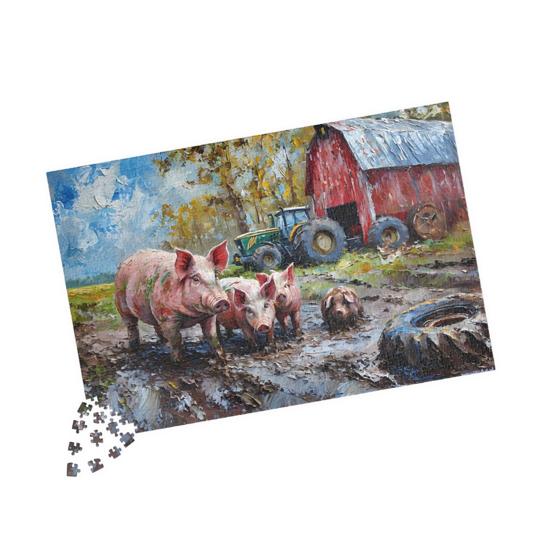 Puzzle, Pig Puzzle, Pig Family Jigsaw Puzzle, Muddy Piggy Puzzle ...