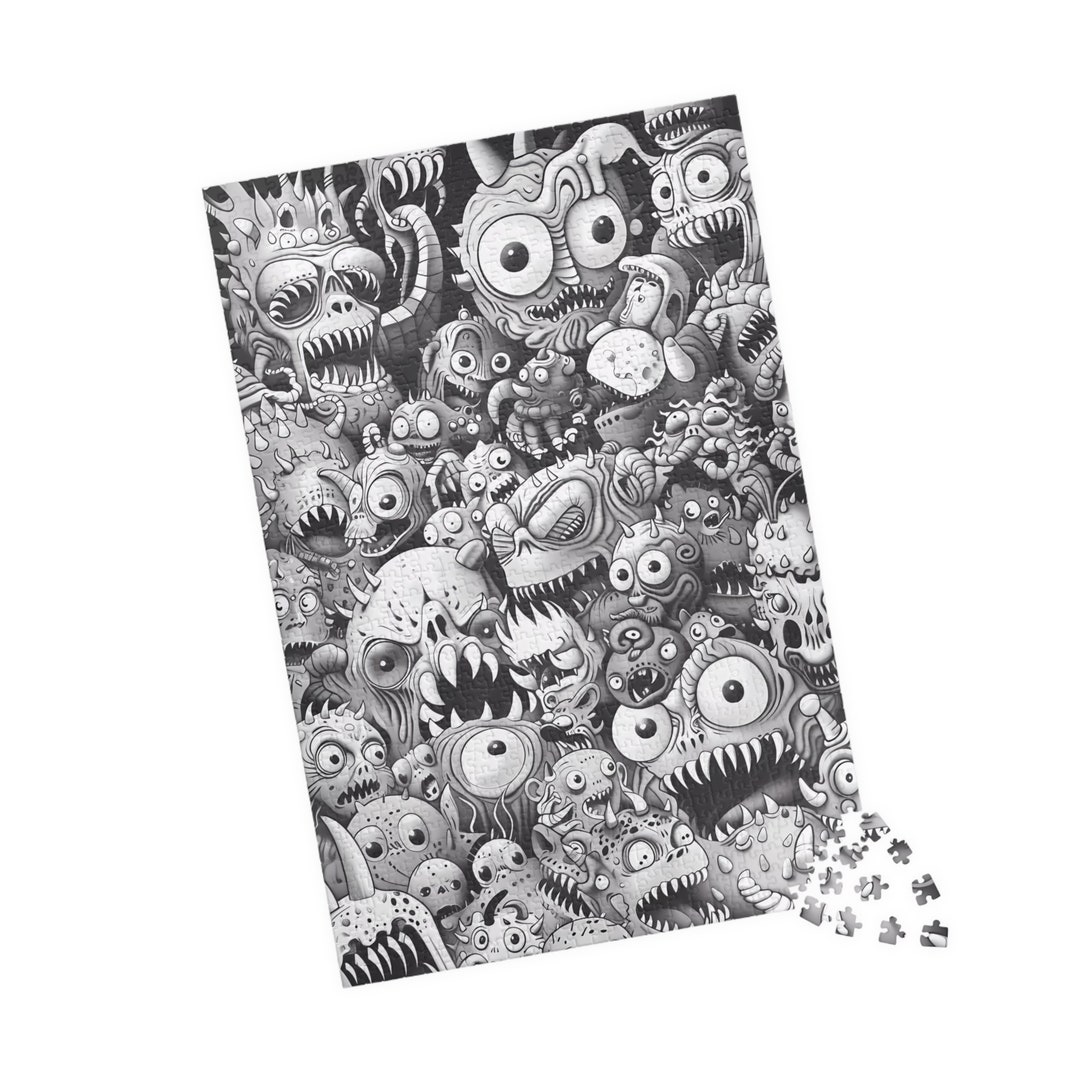 Puzzle, Halloween Puzzle, Monster Doodle Puzzle, Creepy Puzzle ...