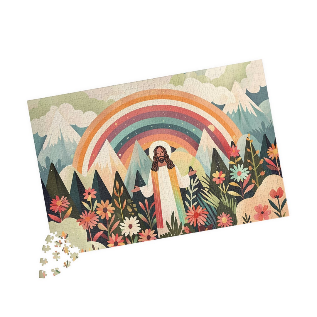 Puzzle, Light of the World, Jesus and the Promise Rainbow, Jesus Christ ...