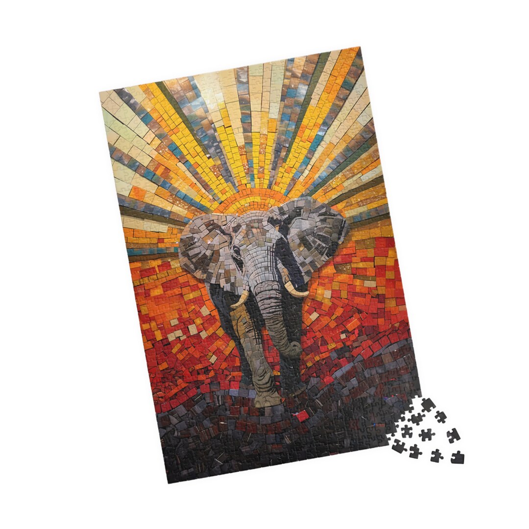 Puzzle, Elephant Jigsaw Puzzle, African Elephant Mosaic Puzzle, Mosaic ...