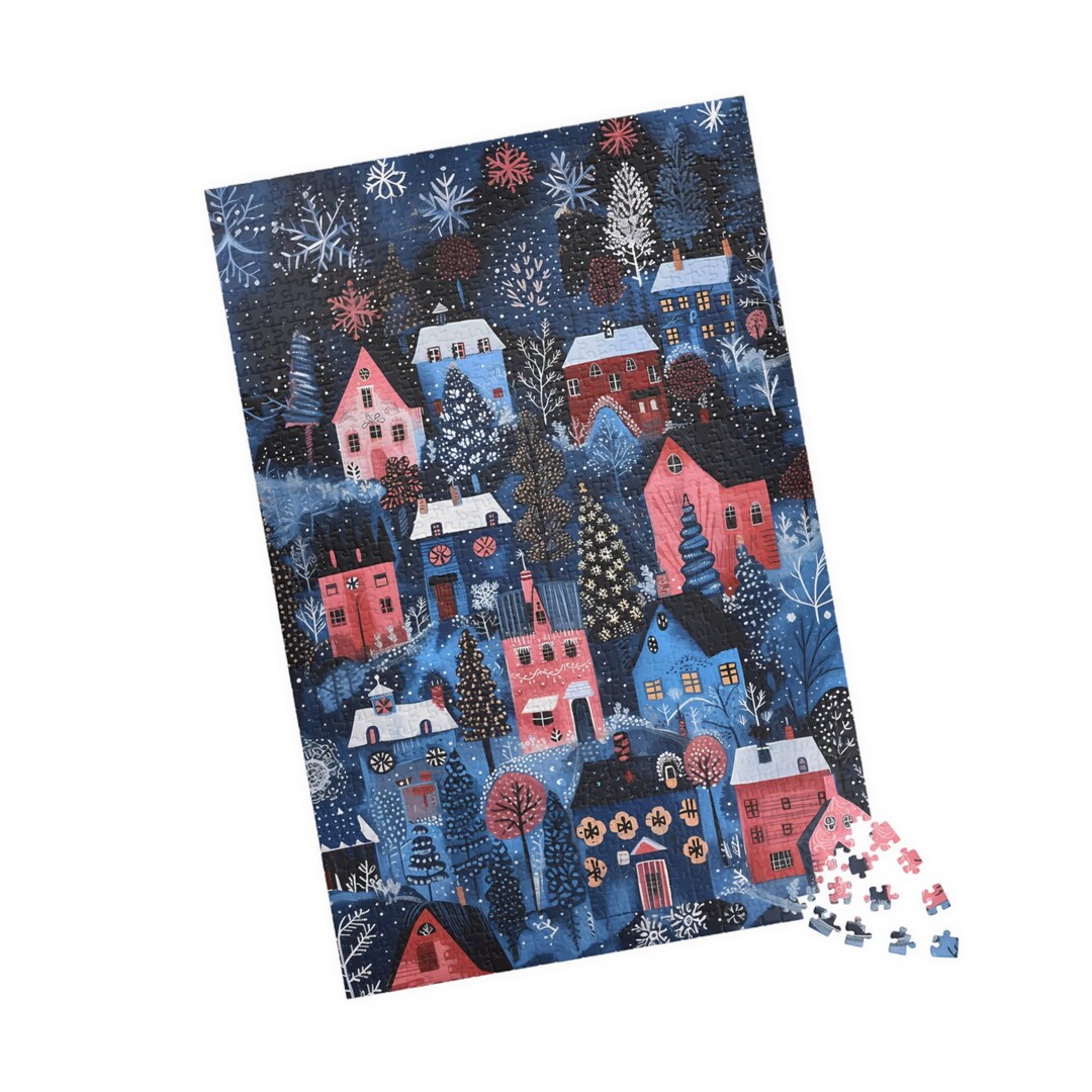 Puzzle, Winter Village Jigsaw Puzzle, Winter Puzzle, Jigsaw Puzzle Gift ...