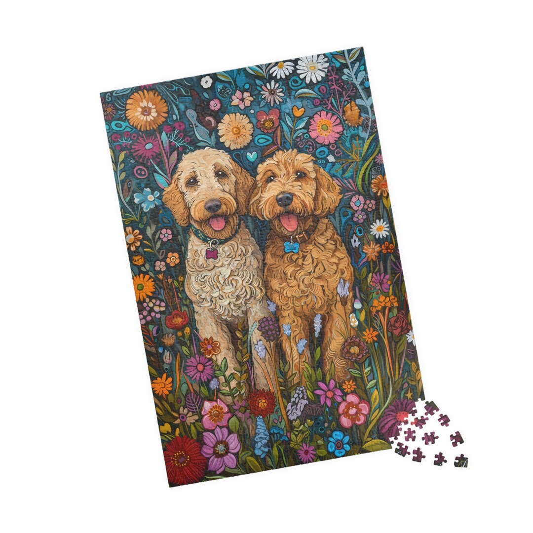 Puzzle, Golden Doodle Puzzle, Dog Jigsaw Puzzle, Golden Doodle Art ...