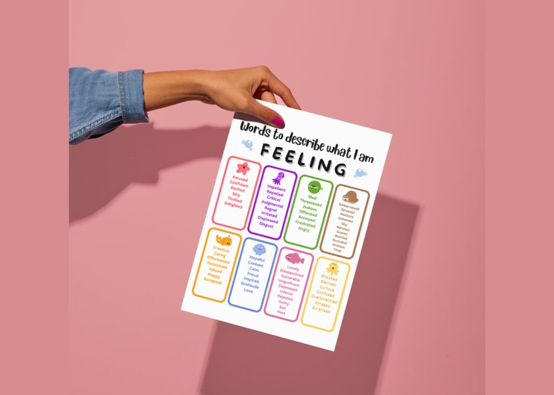 PRINT AT HOME. Children Feelings Chart. Ocean Theme Feeling Characters ...