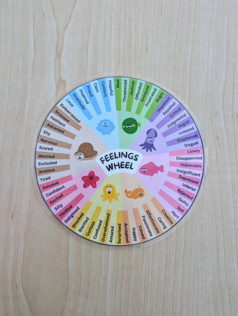 PRINT AT HOME. Feelings Wheel. Ocean Animal Theme. Calming Corner ...