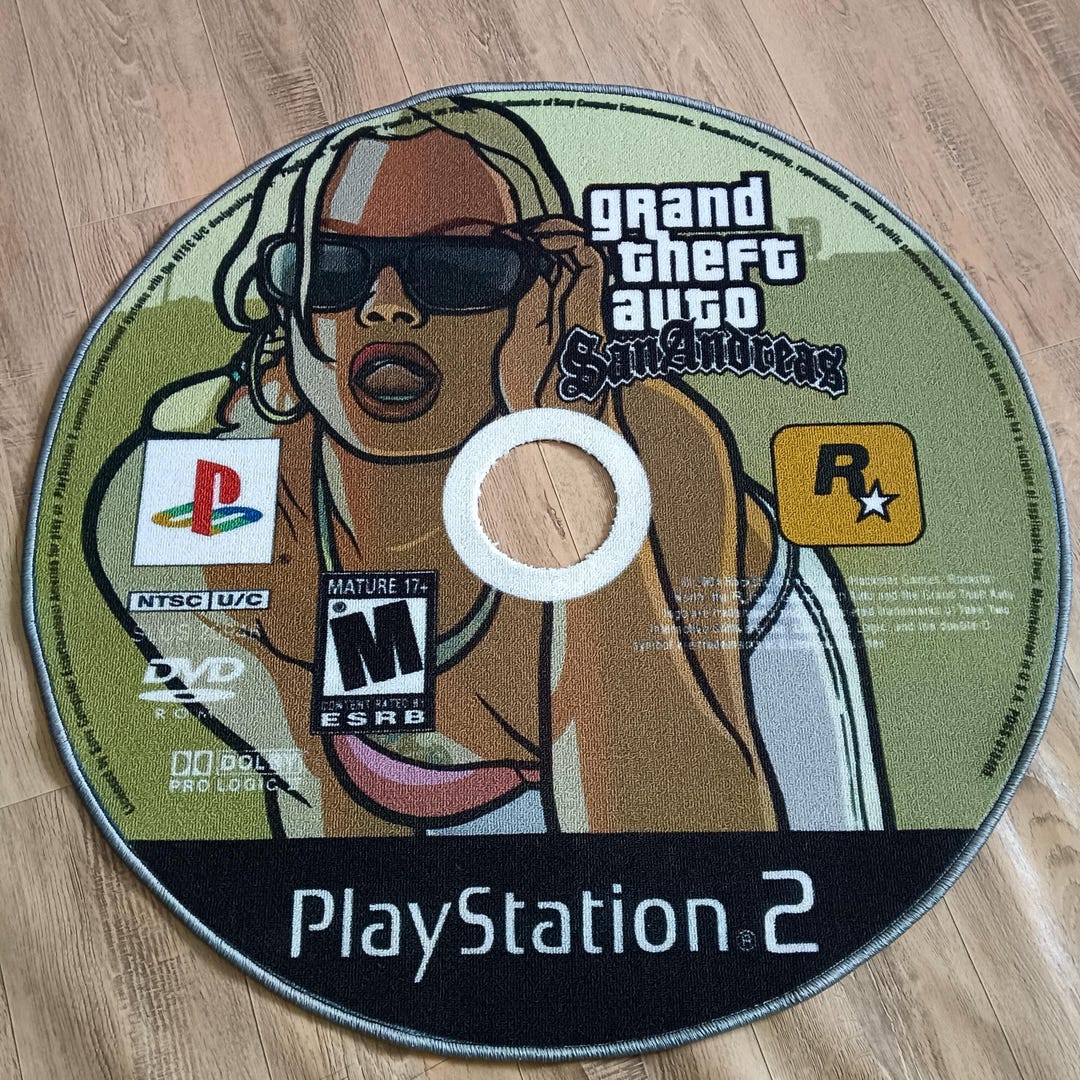 Gta San Andreas Rug, Gta Gift, Ps2 Gift, Play Rug, Cd Rug, Disc Rug ...