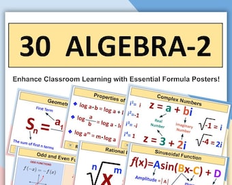30 Algebra 1 Digital Posters Classroom Decoration for High School 17x11 ...