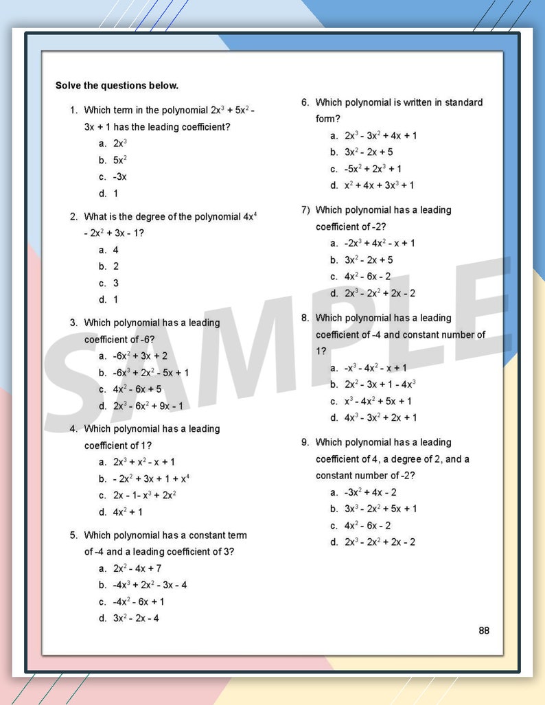 Algebra 1 Regent Exam Workbook Master 25+ Essential Topics 45 ...