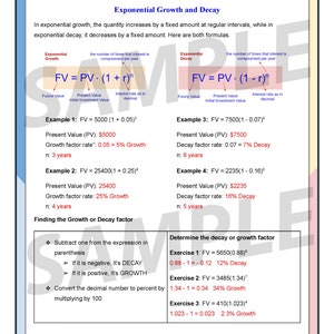 Algebra 1 Exponential Growth and Decay and Compound Interest Instant ...