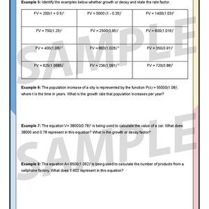 Algebra 1 Exponential Growth and Decay and Compound Interest Instant ...