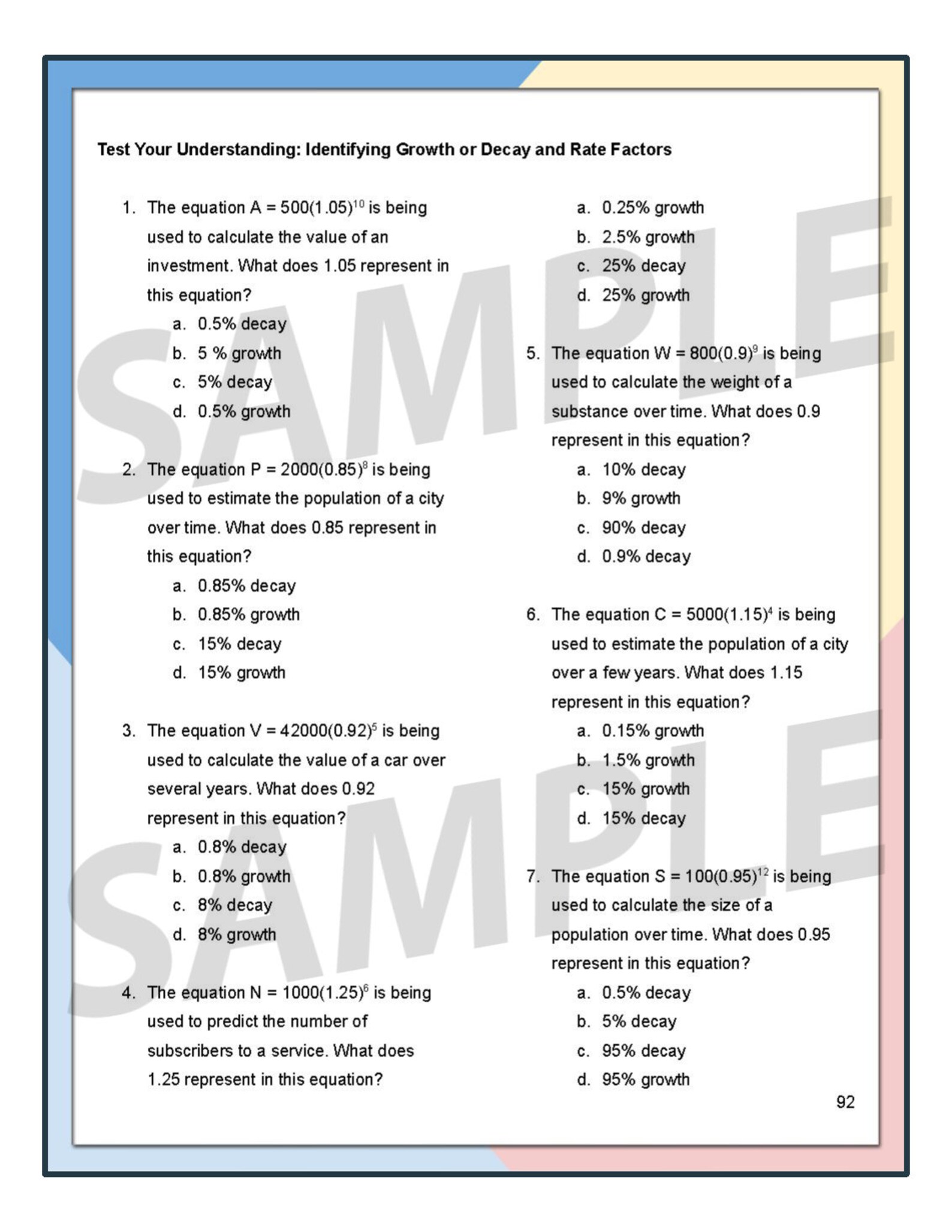 Algebra 1 Exponential Growth and Decay and Compound Interest Instant ...