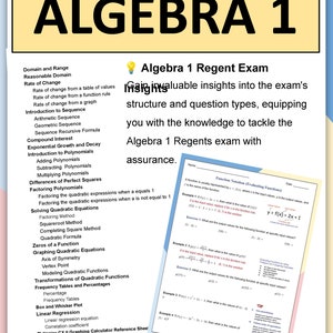 Algebra 1 Regent Exam Workbook Master 25+ Essential Topics 45 ...
