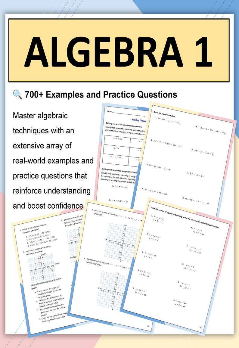 Algebra 1 Regent Exam Workbook Master 25+ Essential Topics 45 ...