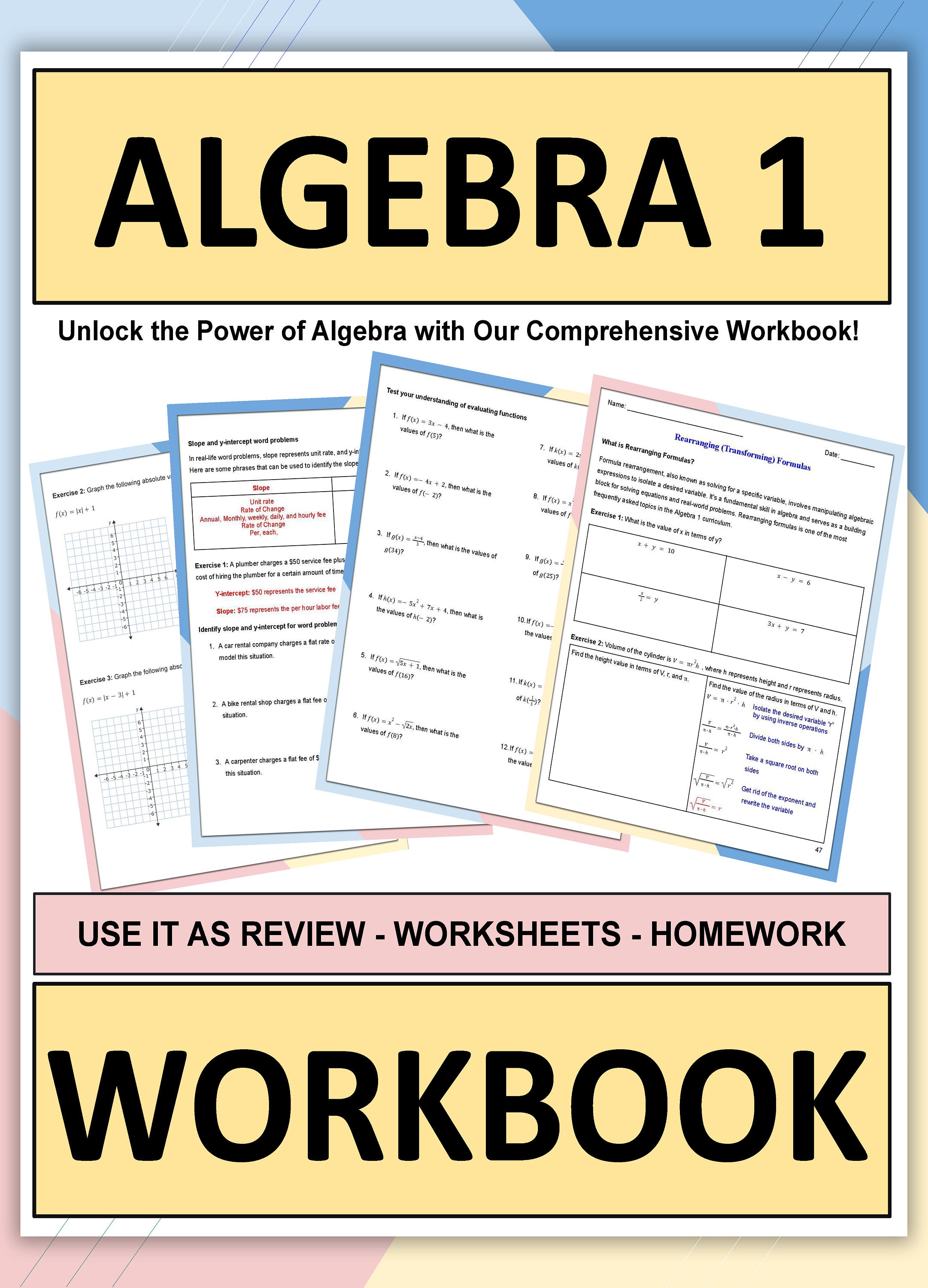 Algebra 1 Regent Exam Workbook Master 25 Essential Topics 45 Subskills ...