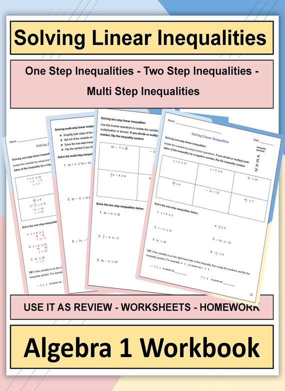 One Step Inequalities Worksheet Grade 8 Multi Step Inequalities