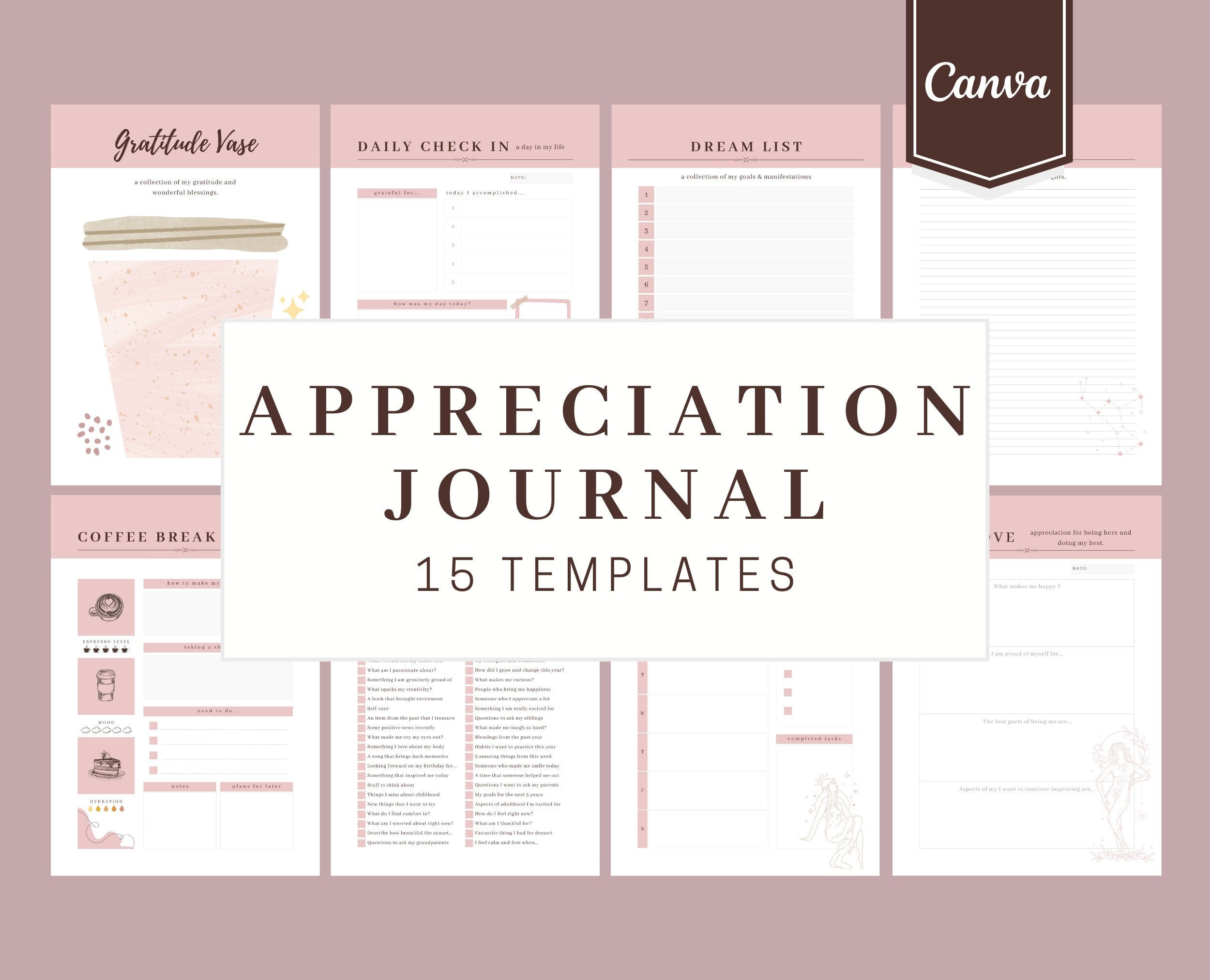 Appreciation Journal Canva Template Gratitude Log Appreciation Log Done ...