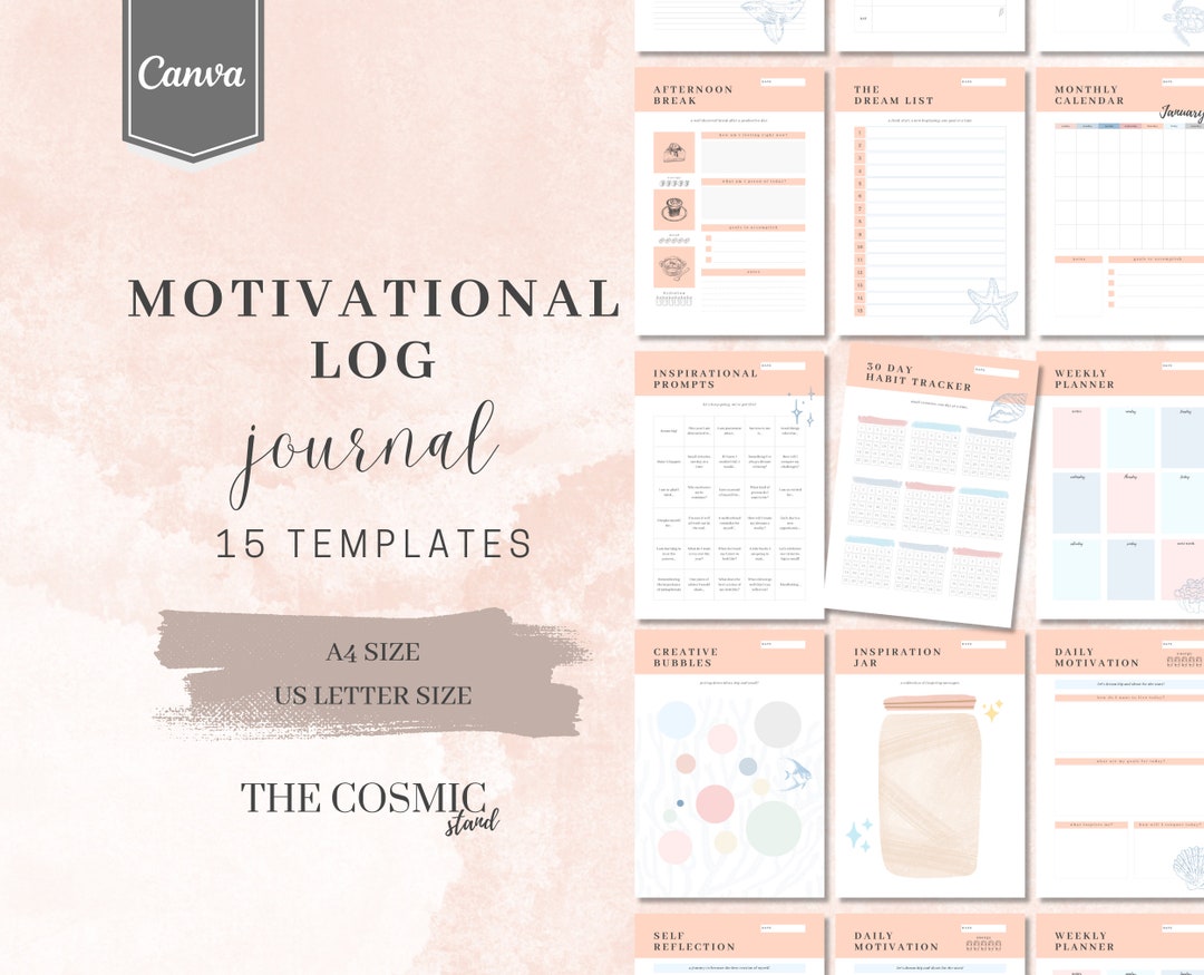Motivational Log Canva Journal Template Appreciation Log Mindfulness ...