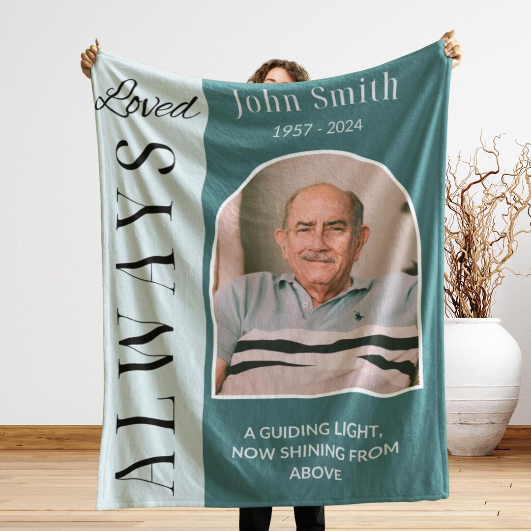 Memory Blanket With Photo, Custom Funeral Keepsake, in Memory of Loved ...
