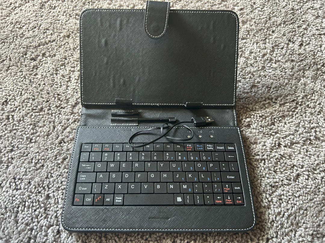 Vintage Black Faux Leather USB Keyboard Case With Stand - Etsy