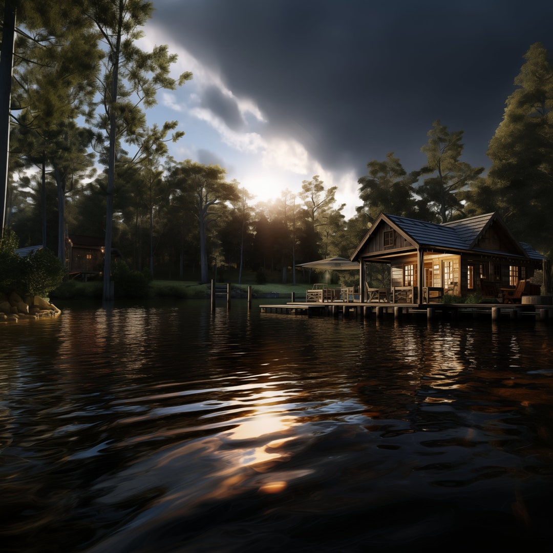 Rustic Lakeside Cabin - Etsy