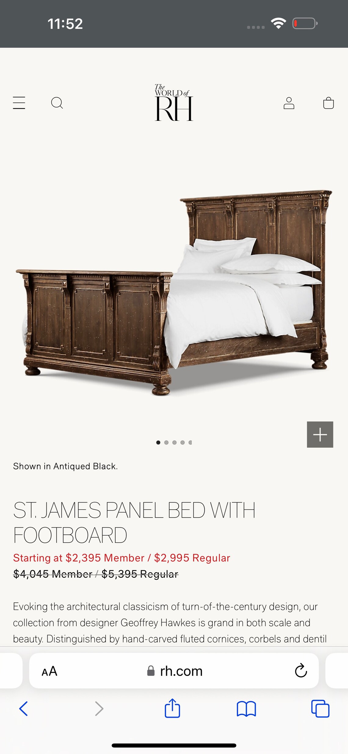 RH St.james King Bed W 2 Nightstands Coffee Color - Etsy