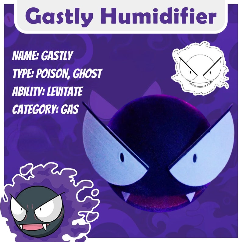 Gastly Humidifier Luminous Pokemon Merch Decor Unique Toy Gift for ...
