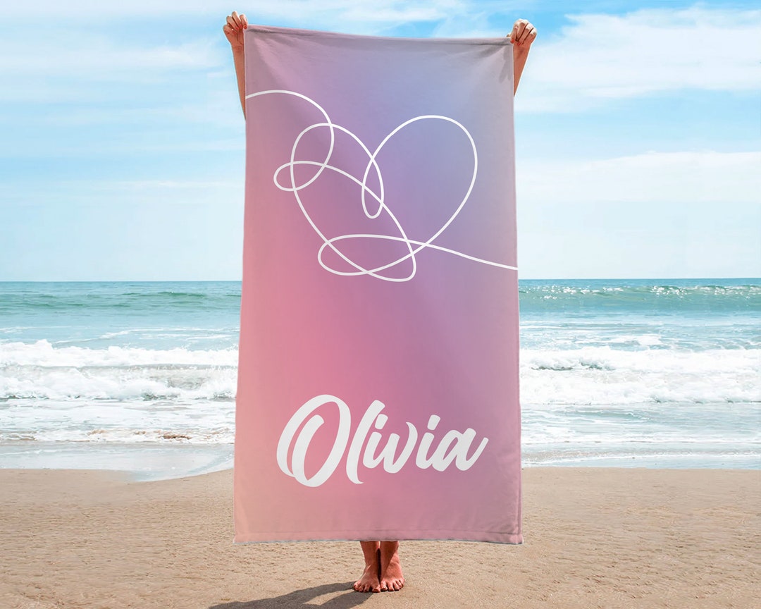 Custom BTS Love Yourself Name Beach Towel, Personalized Name Bath Towel ...