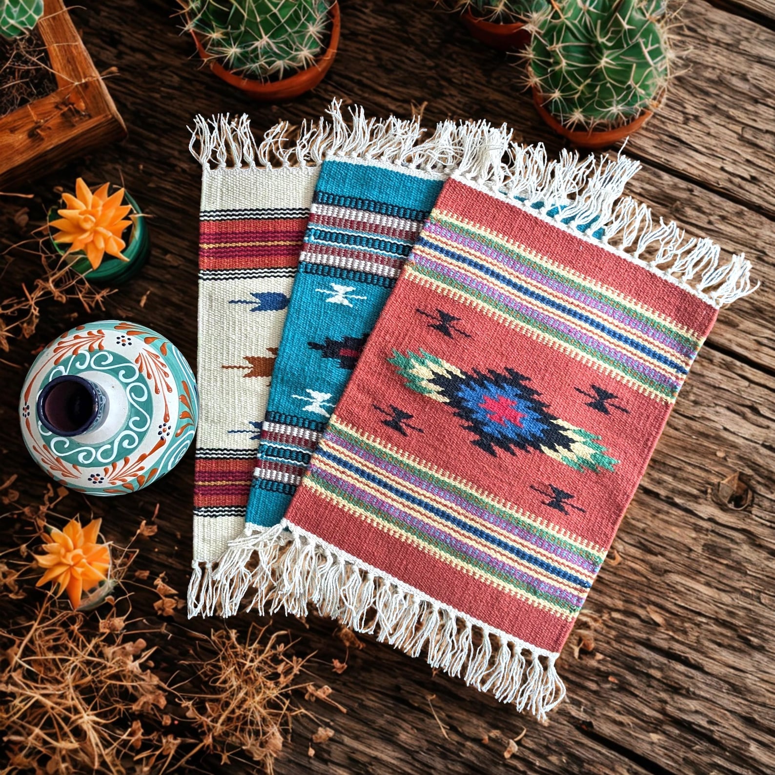 Handwoven Wool Chimayo-style Placemats (15" X 20") Southwest Patterns ...