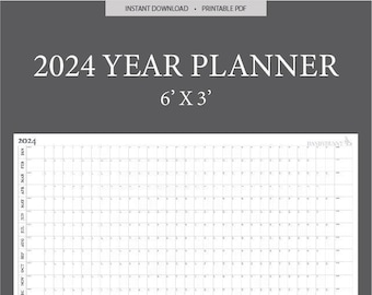 2024 Year Planner, Landscape Large Year Calendar 2024, Simple Year ...