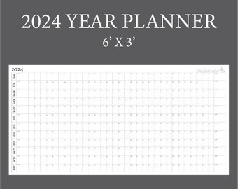 2024 Year Planner, Landscape Large Year Calendar 2024, Simple Year ...