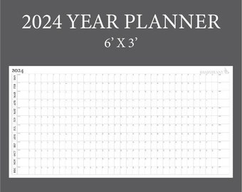 2024 Year Planner, Landscape Large Year Calendar 2024, Simple Year ...