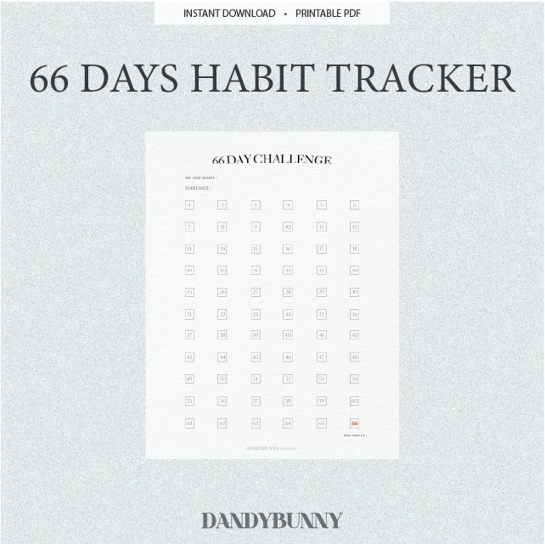 66-day Habit Tracker, 66-day Challenge, Simple Habit Tracker, Habit Planner, Routine Tracking ...