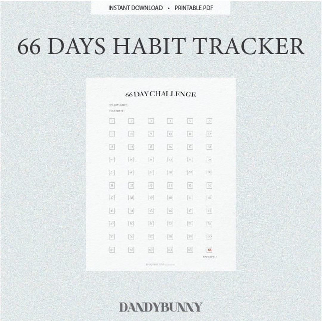 66-day Habit Tracker Printable: Plain & Textured (PDF Download) - Etsy