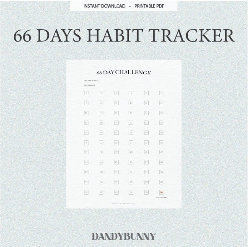 66-day Habit Tracker Printable: Plain & Textured (PDF Download) - Etsy
