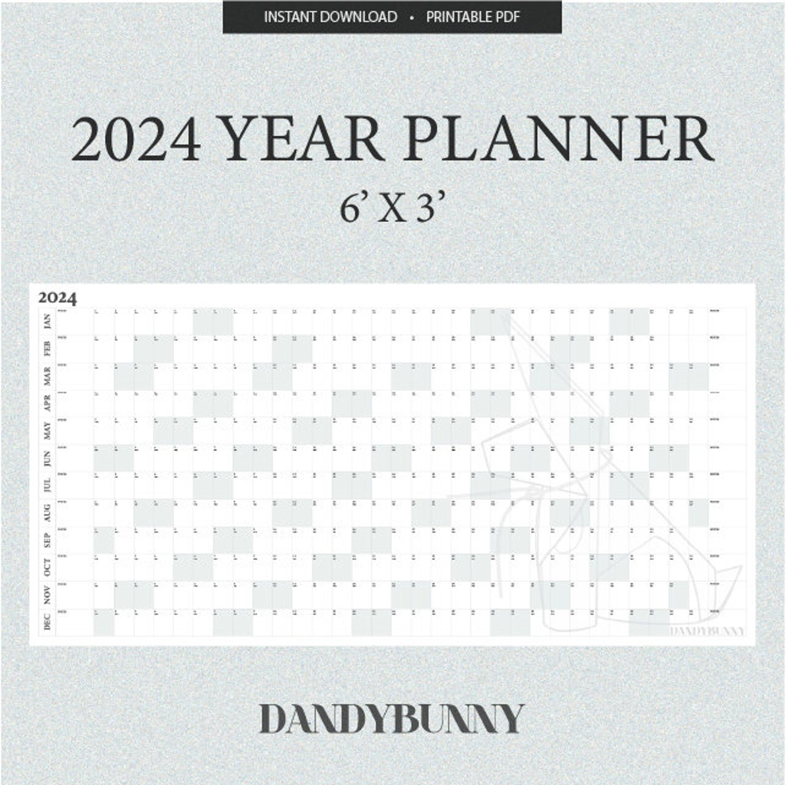 2024 Year Planner, Landscape Large Year Calendar 2024, Simple Year ...