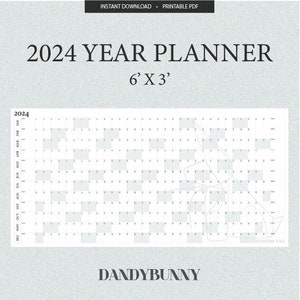 2024 Year Planner, Landscape Large Year Calendar 2024, Simple Year ...