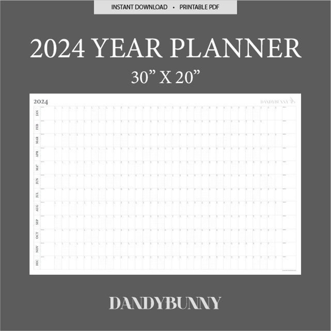 2024 Year Planner, Landscape Large Year Calendar 2024, Simple Year ...