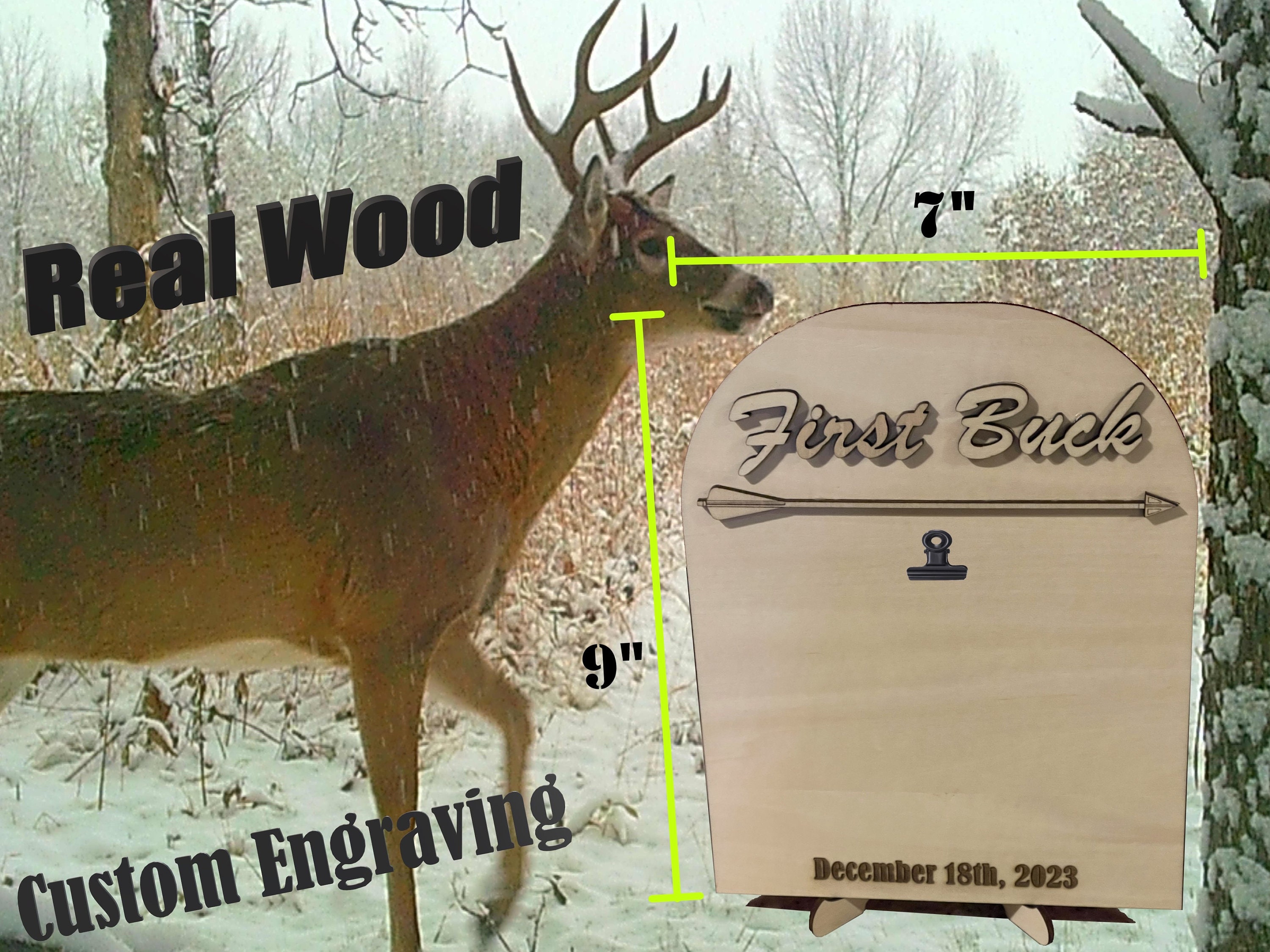 7”x9” Custom Wooden Hunting Photo Frame/holder. Memory Maker for First ...