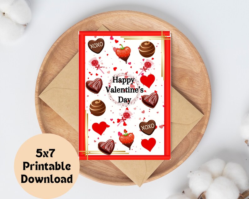 5x7 Printable Happy Valentine's Day Card | Valentine's Day Card for Her ...